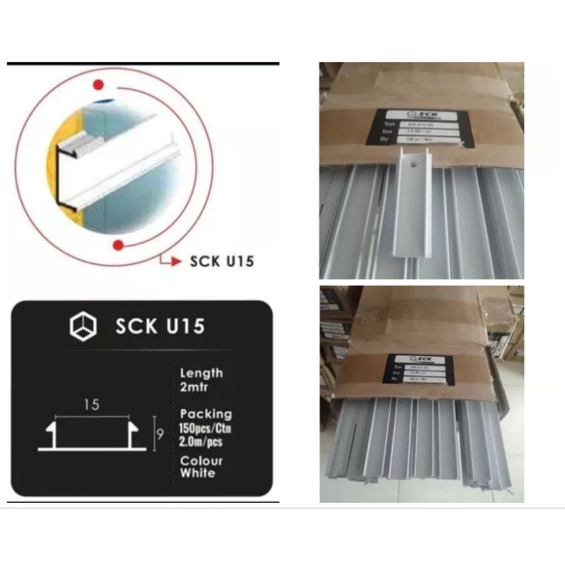Jual Tali air UPVC U Channel PVC Groove Joint SCK U15 W 2meter | Shopee ...