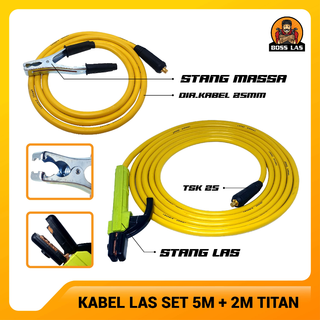 Jual TITAN Kabel Las Set + Stang Massa / Stang Las Set Titan 5+2 Meter ...