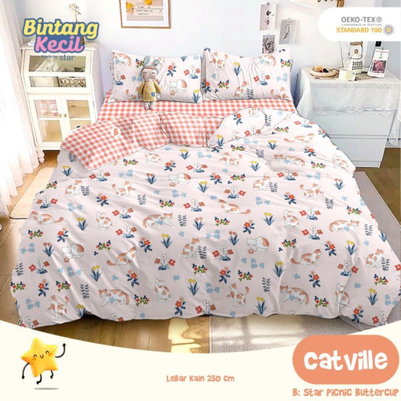 Jual Sprei Katun Motif ANIMAL CAT/KUCING ANAK Terbaru{ANTI GESER} Adem ...