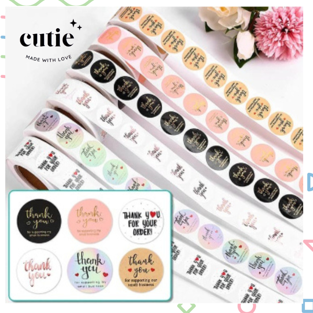 Jual Sticker Thankyou 1Roll (500Pcs) Motif Collorfull Thanks 2,5 CM ...