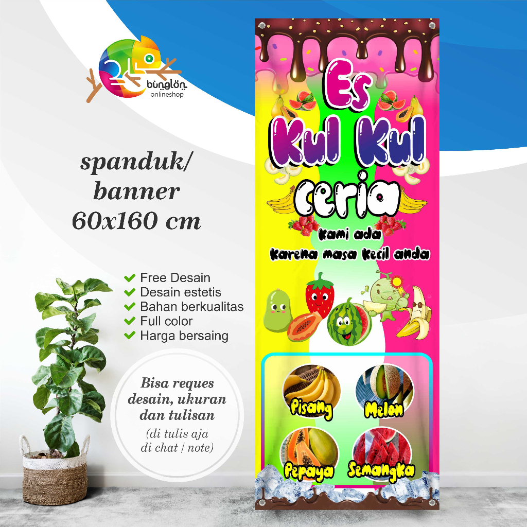 Jual Size 60x160 Cm Spanduk Banner Es Kul-Kul Bisa Custom Desain ...
