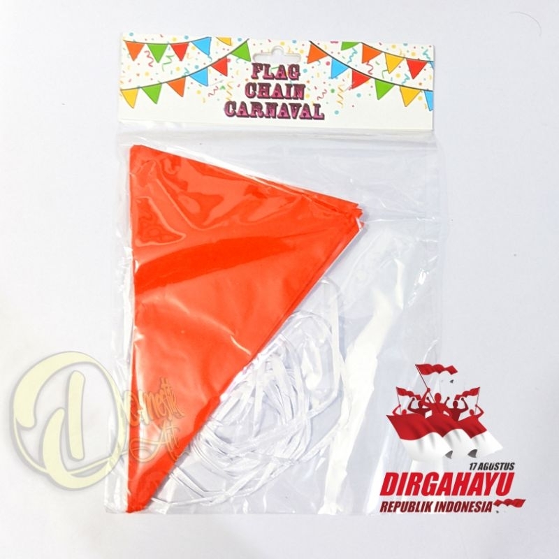 Jual Bunting flag HUT segi tiga / bendera merah putih / bendera umbul umbul karnaval kain ...