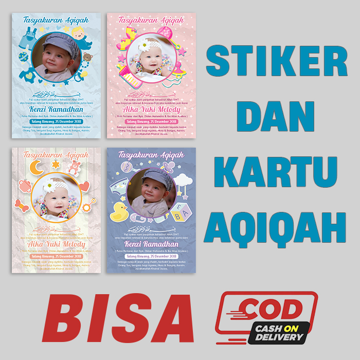 Jual 00085 STICKER AQIQAH /KARTU AQIQAH/ STIKER KARTU AQIQAH / STICKER ...