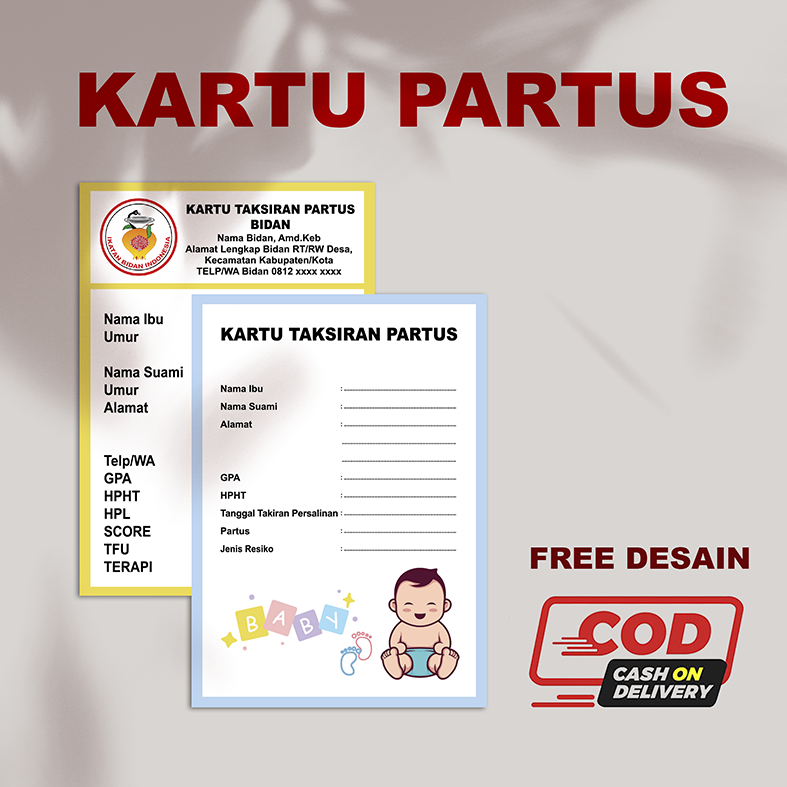 Jual 00141 Kartu taksiran, Kartu partus, Kartu taksiran partus, kartu ...