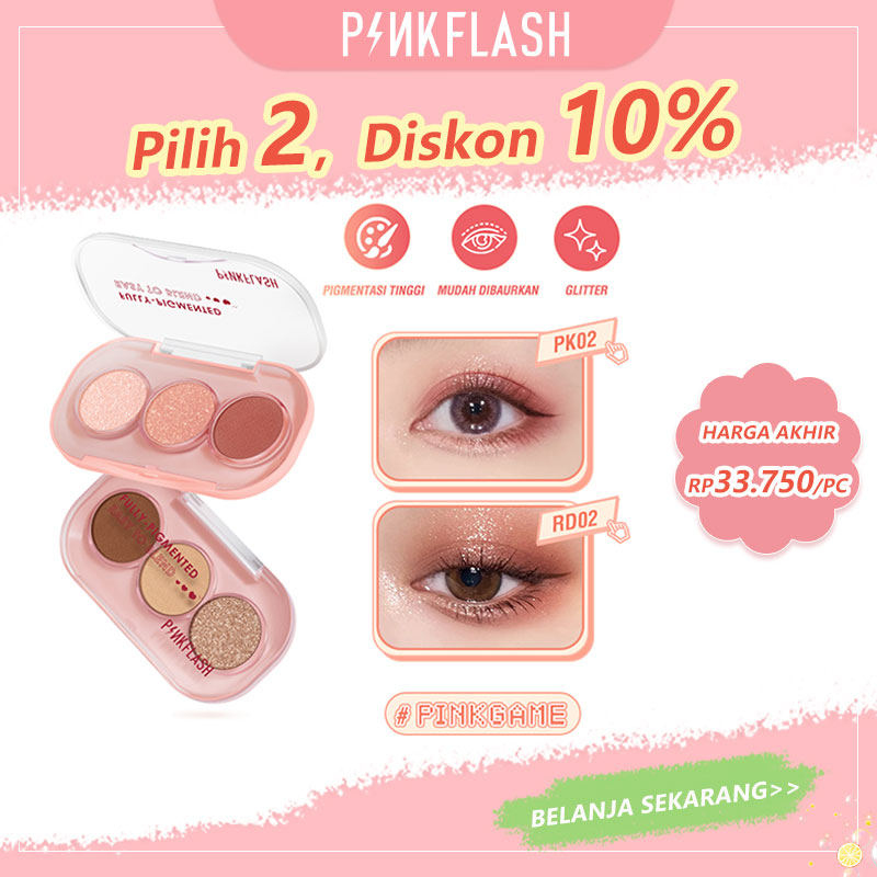 Jual PINKFLASH 3 Shade Eyeshadow Palette Giltter High Pigment Easy To ...