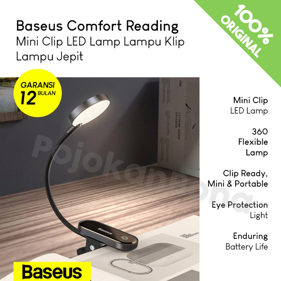 Jual Baseus Comfort Reading Mini Clip Lamp Lampu Klip Mini Dark Gray ...