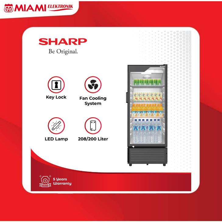 Jual Display Showcase 3 Rak SHARP SCH-210FS / Display Chiller 208 Liter ...
