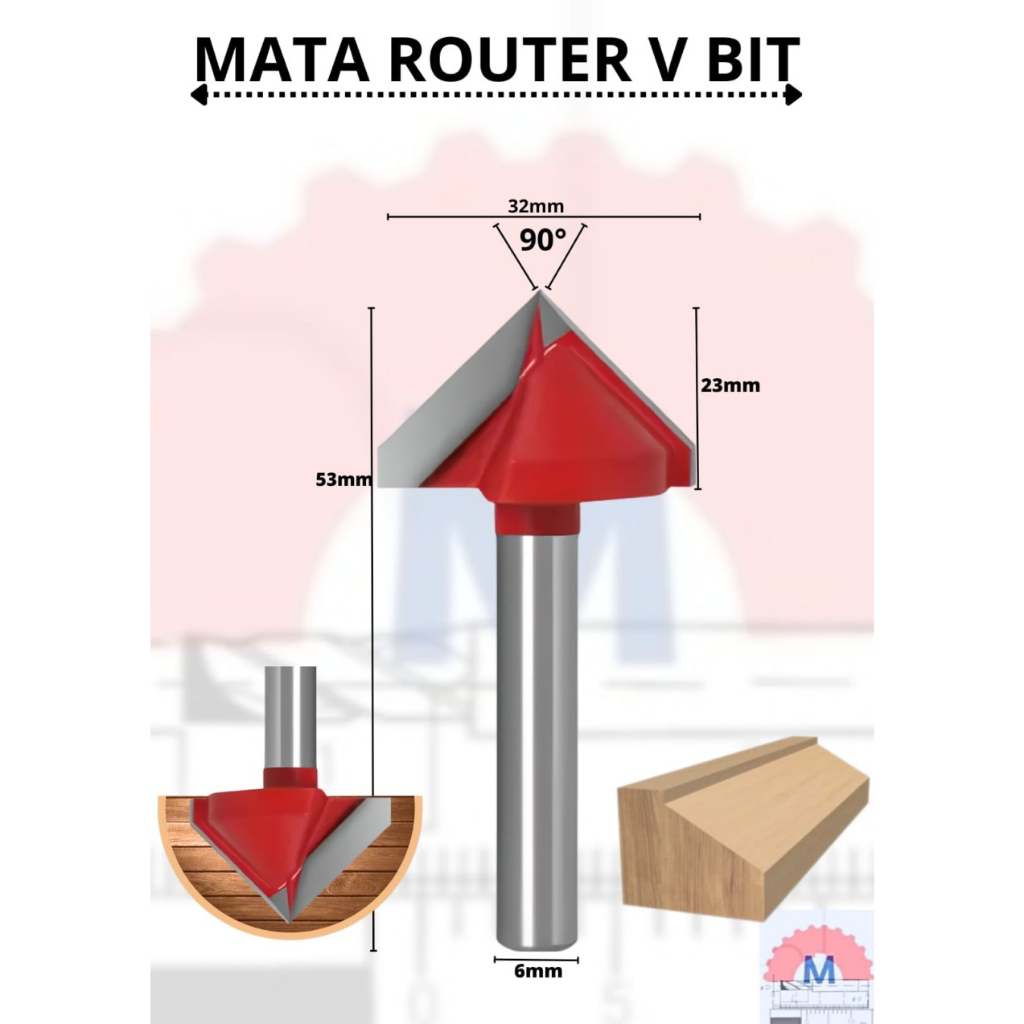 Jual Mata router CNC 3D V groove shank 6mm wood mdf dll V bit | Shopee ...