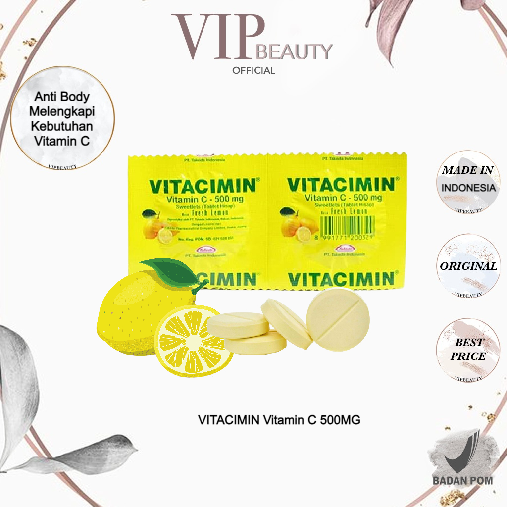 Jual VITACIMIN Vitamin C 500MG 1 Rasa Lemon (1 Strip isi 2 Tablet ...
