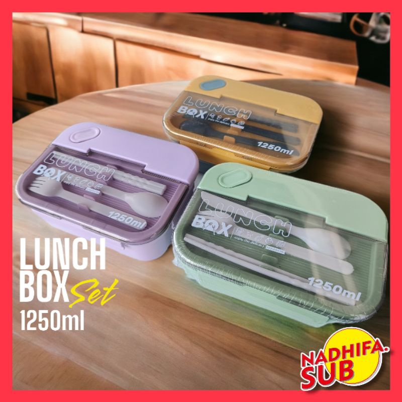 Jual LUNCH BOX SET KOTAK MAKAN 1250 ML ANTI TUMPAH 3 SEKAT / TEMPAT MAKAN / KOTAK BEKAL | Shopee ...