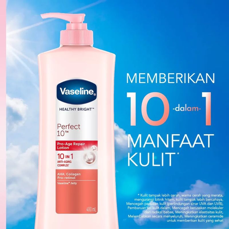 Jual VASELINE Healthy Bright Perfect 10 Lotions 400ml | Shopee Indonesia