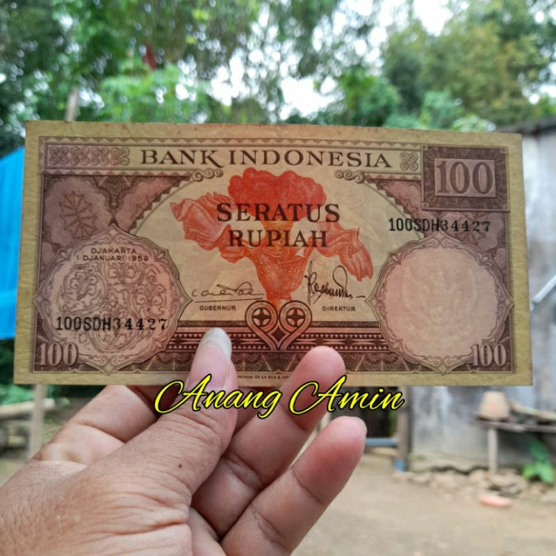 Jual LOT.K35 SERI BUNGA 100 RUPIAH 1959 3 HURUF | Shopee Indonesia
