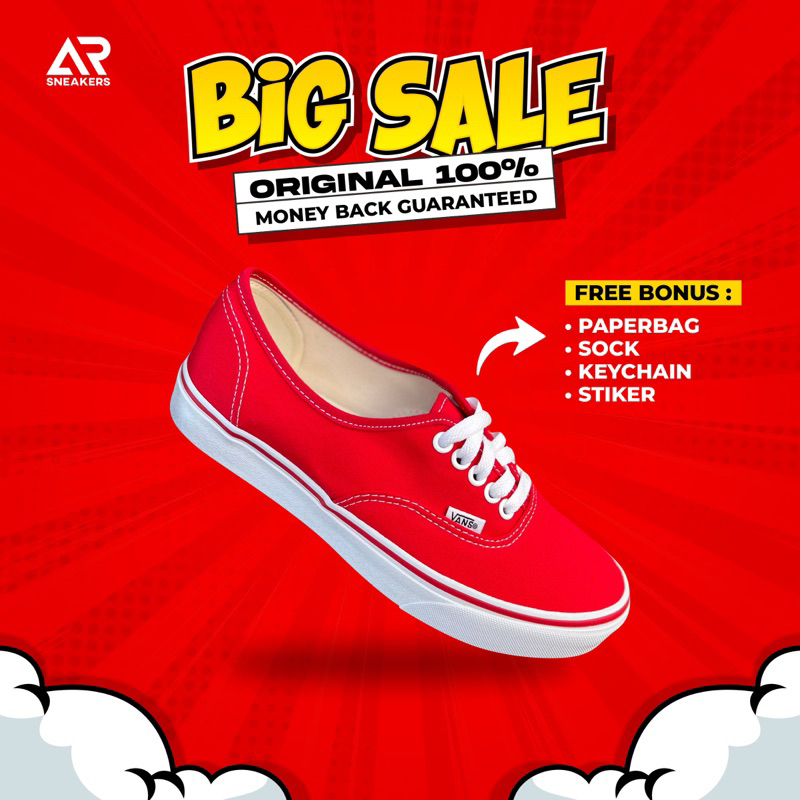 Jual ~VANS AUTHENTIC RED WHITE CLASSIC ORIGINAL | Shopee Indonesia