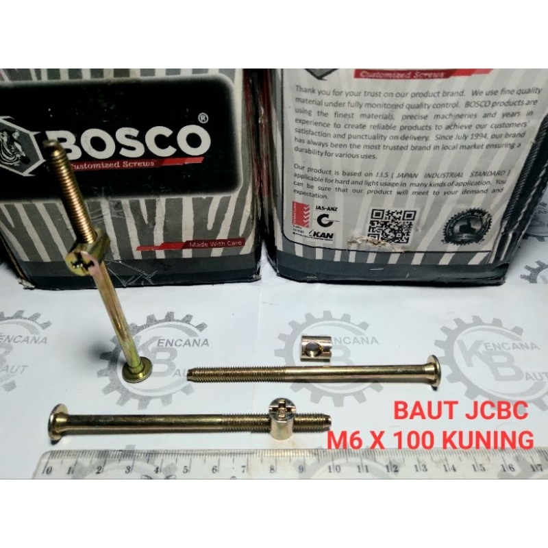 Jual 300 SET BAUT JCBC M6 X 100 KUNING + MUR GULING / PALU / BAUT DIPAN ...