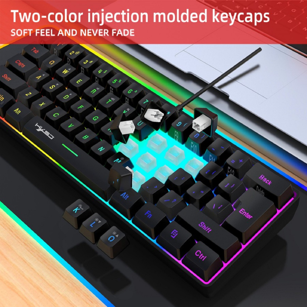 Jual HXSJ V700 Wired Gaming Keyboard 61 KEY RGB | Shopee Indonesia