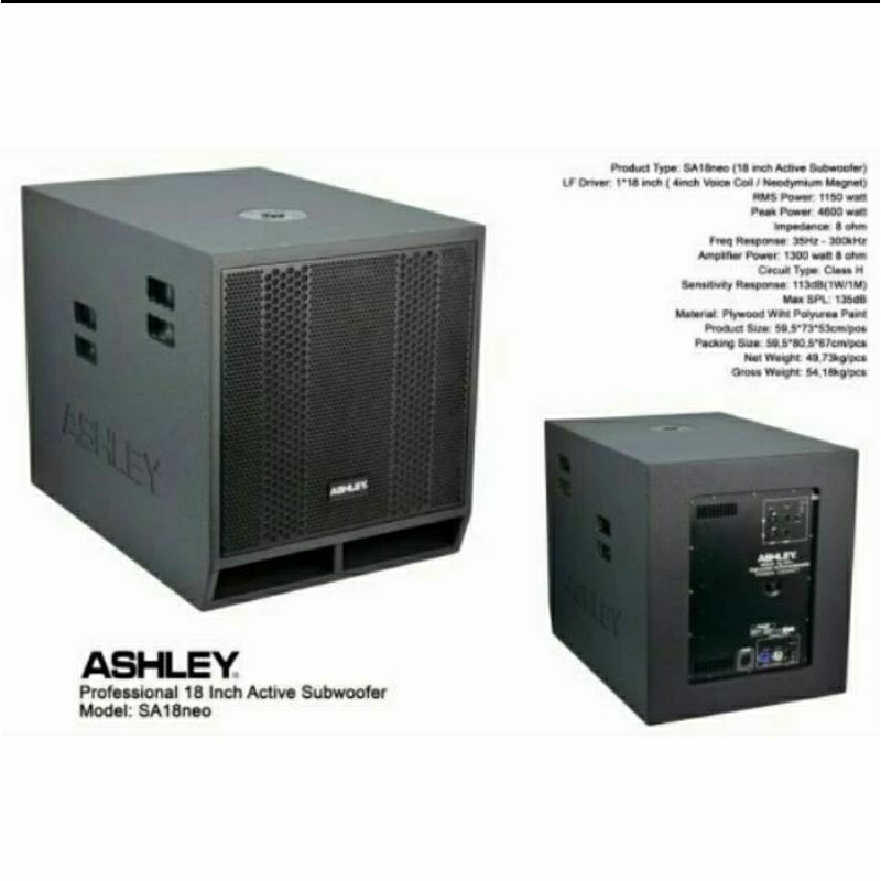 Jual Subwoofer Aktif ASHLEY SA18NEO SA 18 NEO SA18 NEO ORIGINAL 18 INCH ...