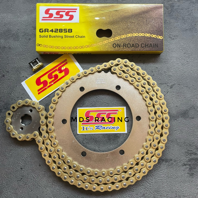 Jual Gear Set Gir Set SSS ORIGINAL 428 YAMAHA WR155 - Wr155R Rantai Gold SSS 428SB 130L | Shopee ...