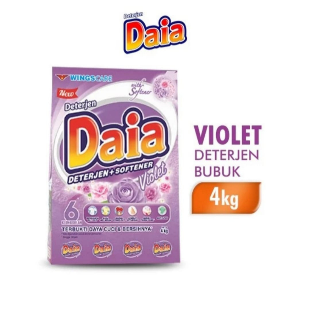 Jual DAIA DETERJEN BUBUK VIOLET PASSION, PUTIH, HIJAB - 4 KG | Shopee ...