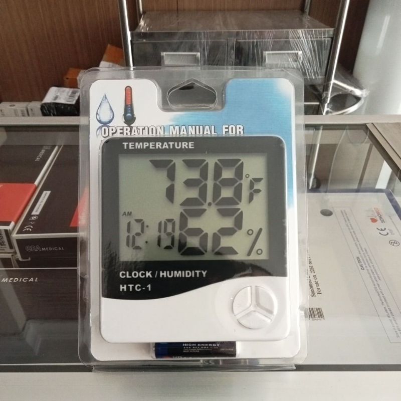 Jual HTC-1 Hygrometer Termometer Ruangan Digital Jam Thermometer Indoor ...