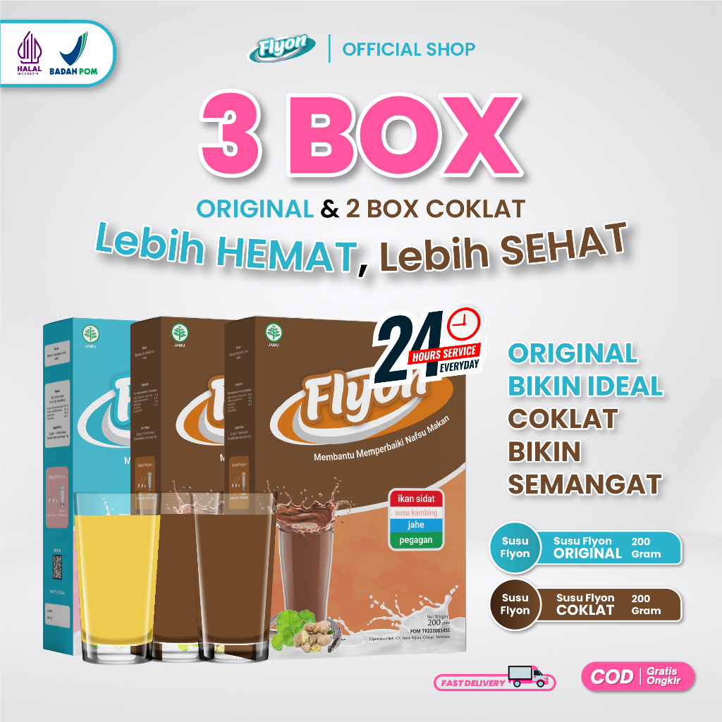 Jual Susu Flyon Paket Gemoy 3 Box Isi Paket = 1 Box Flyon Original + 2 ...