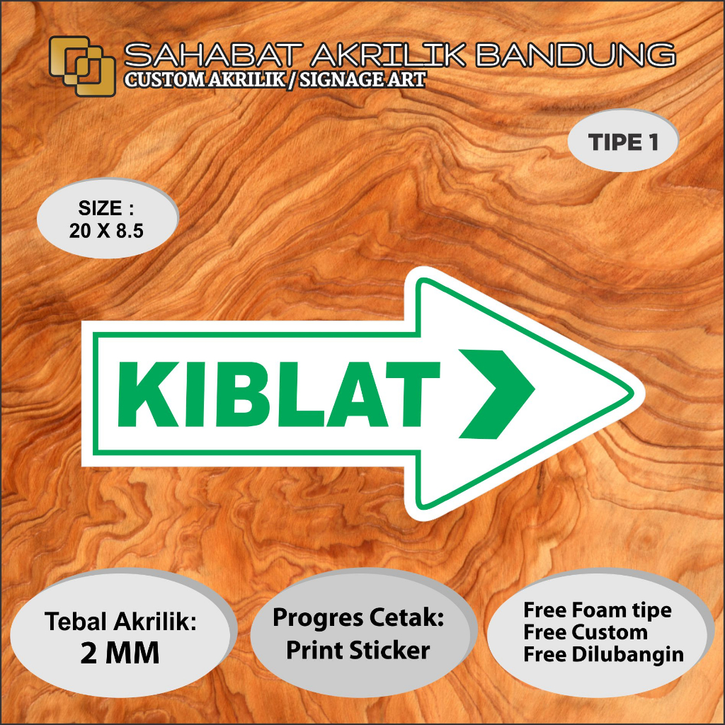 Jual AKRILIK SIGN ARAH KIBLAT TIPE 1 | Shopee Indonesia