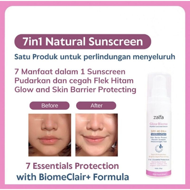 Jual Zalfa Natural Sunscreen Serum Peptide Glow Biome | Shopee Indonesia