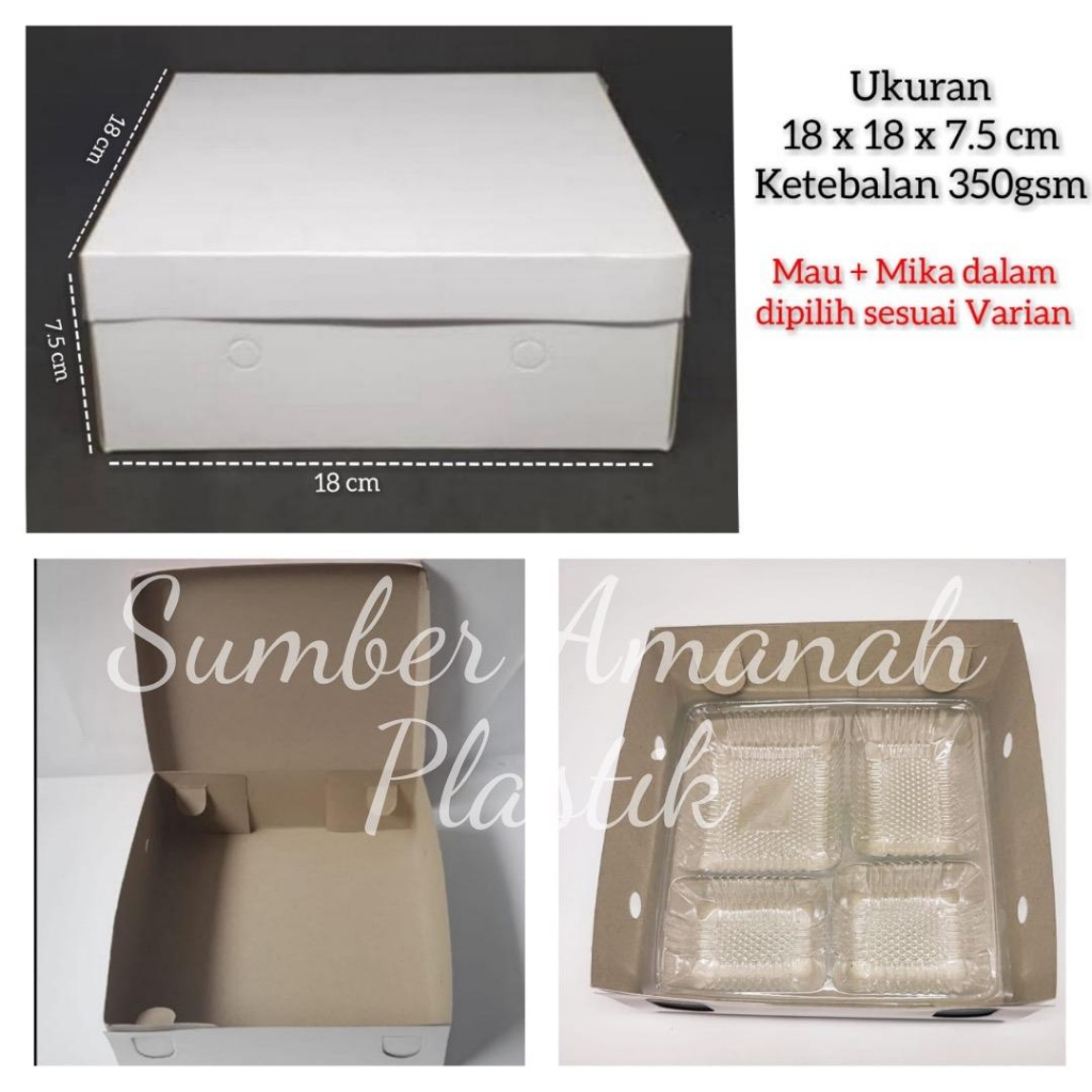 Jual Dus | Box 350gsm 18x18 | Kotak Nasi Kue Makanan Polos 18 x 18 Per ...