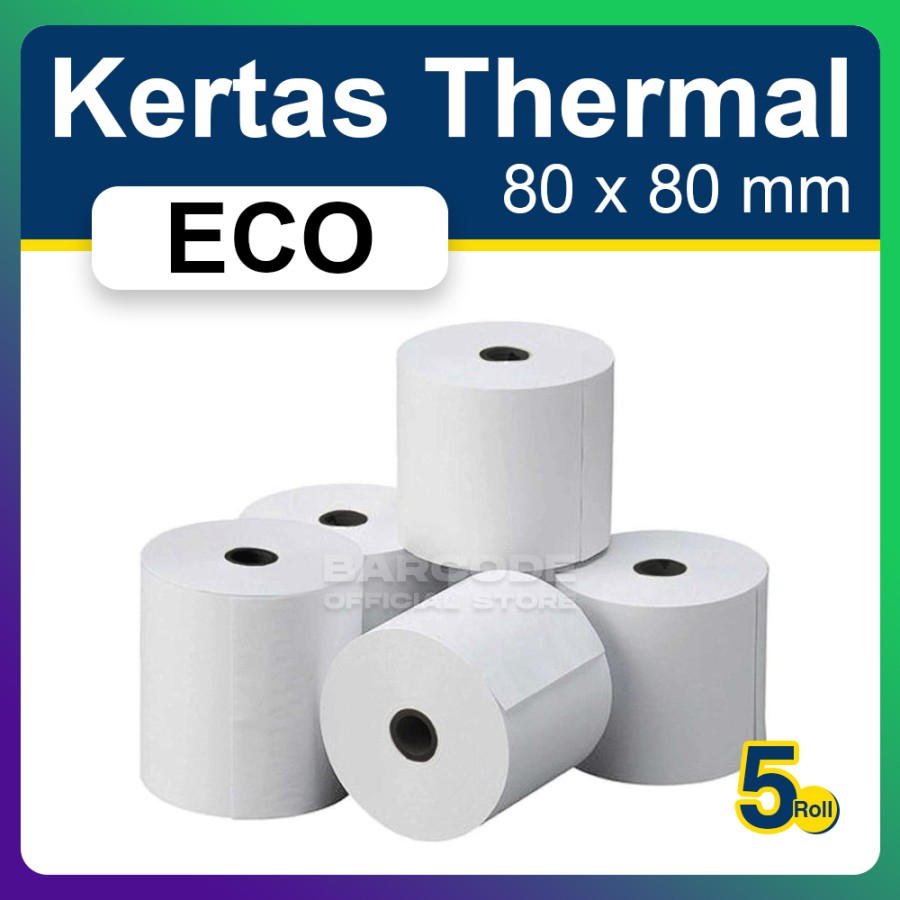 Jual 1 Slop ECO 80x80 mm Kertas Thermal Putih Cetak Hitam Lebar 80 mm ...