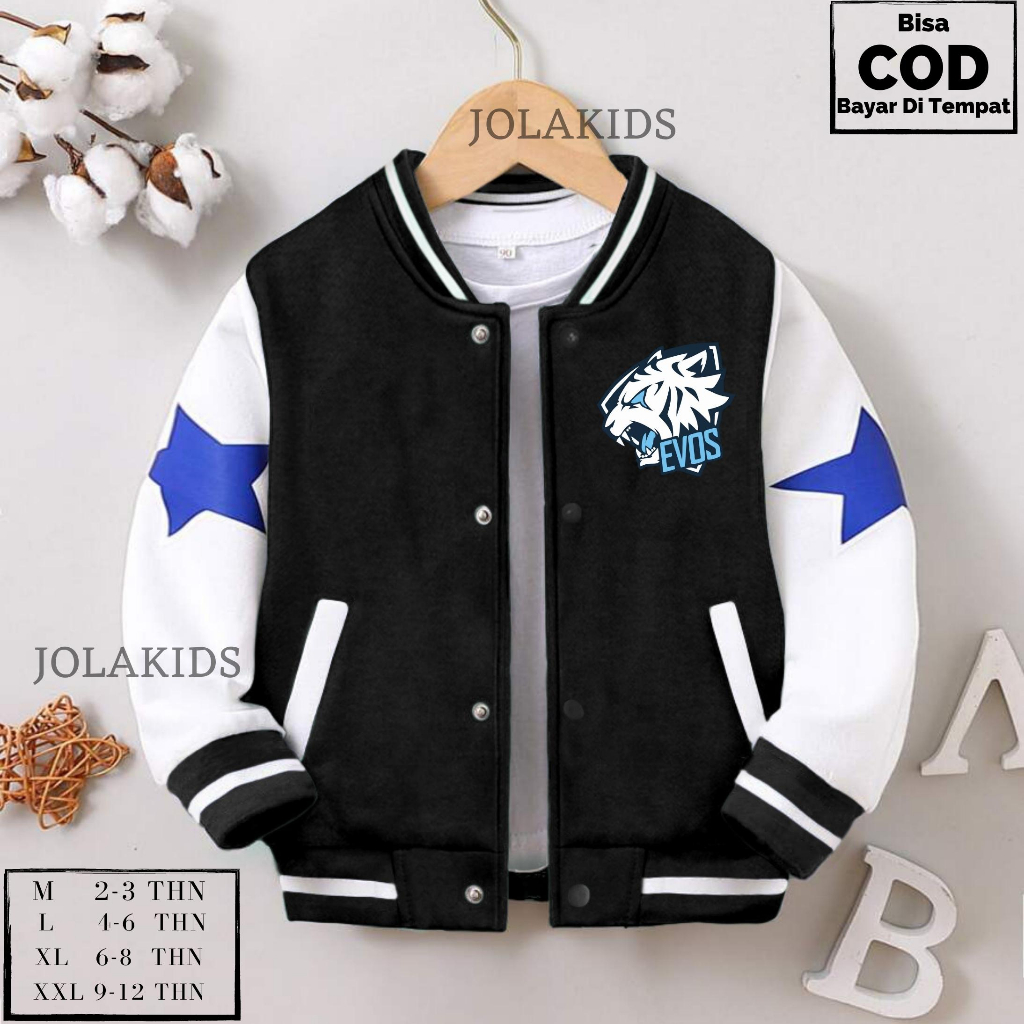 Jual Varsity Jaket Baseball Anak EVOS & FREE FIRE 2-12 Tahun Jacket ...