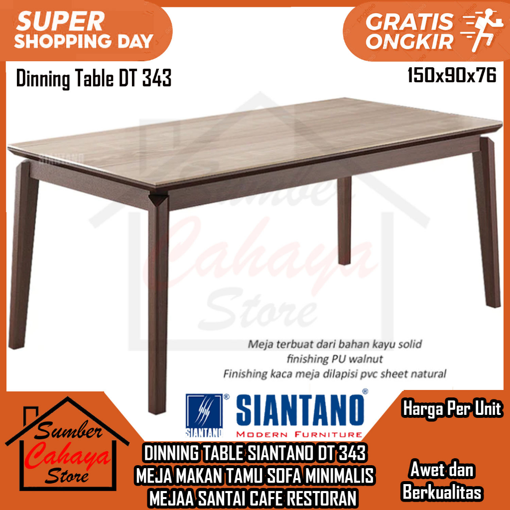 Jual [Kargo] SIANTANO MEJA MAKAN DINNING TABLE DT 343 MEJAMAKAN KACA ...
