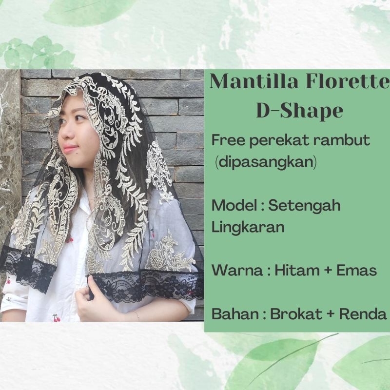 Jual Mantilla Mantila Kerudung Doa Misa Church Veil Florette D-Shape ...