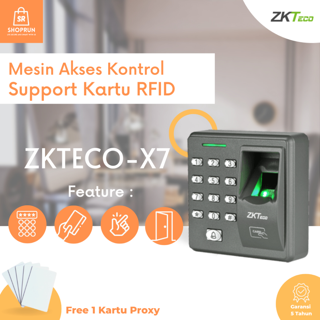 Jual Mesin Akses Kontrol Password & Kartu RFID ZKTECO X7 Garansi 5 Tahun Harga Terjangkau ...