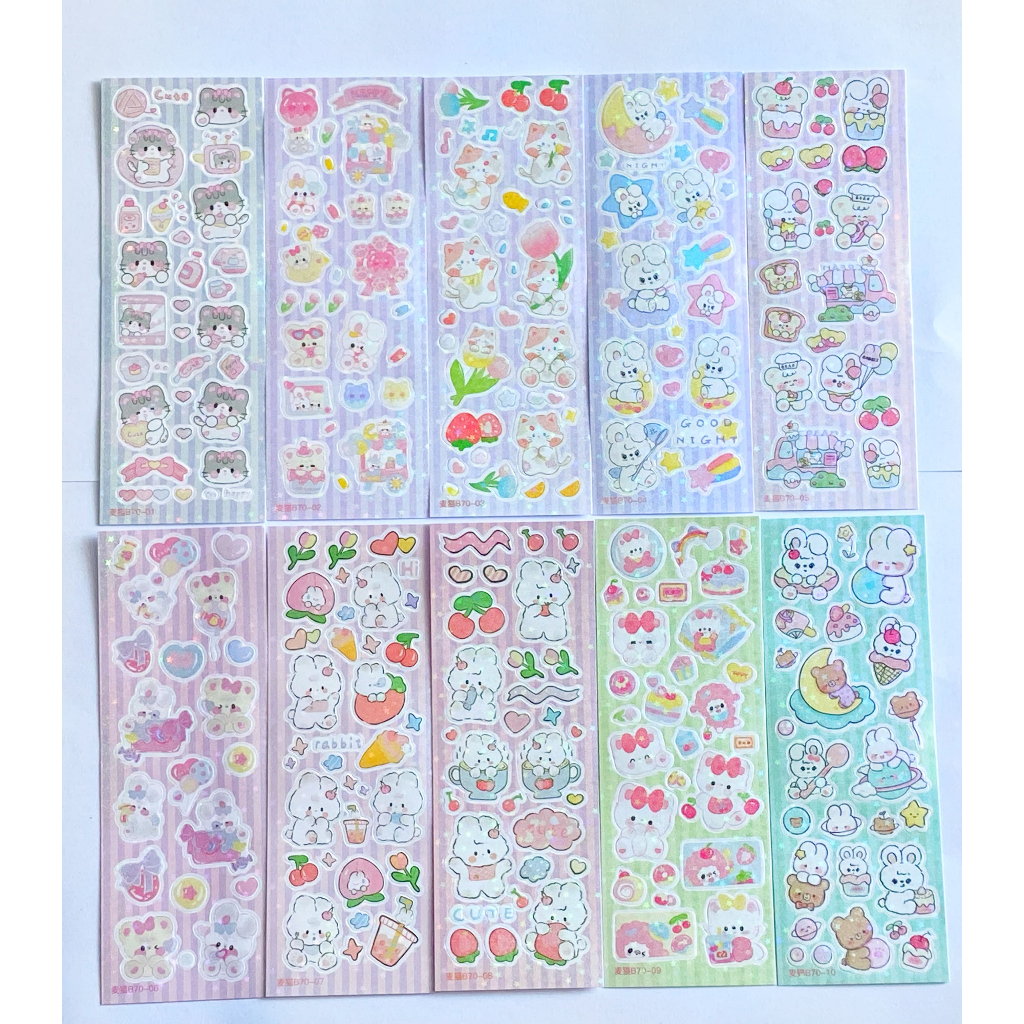 Jual 1 B0X [ ISI 100PCS ] Sticker Momo Lucu Aesthetic Korea Glitter ...