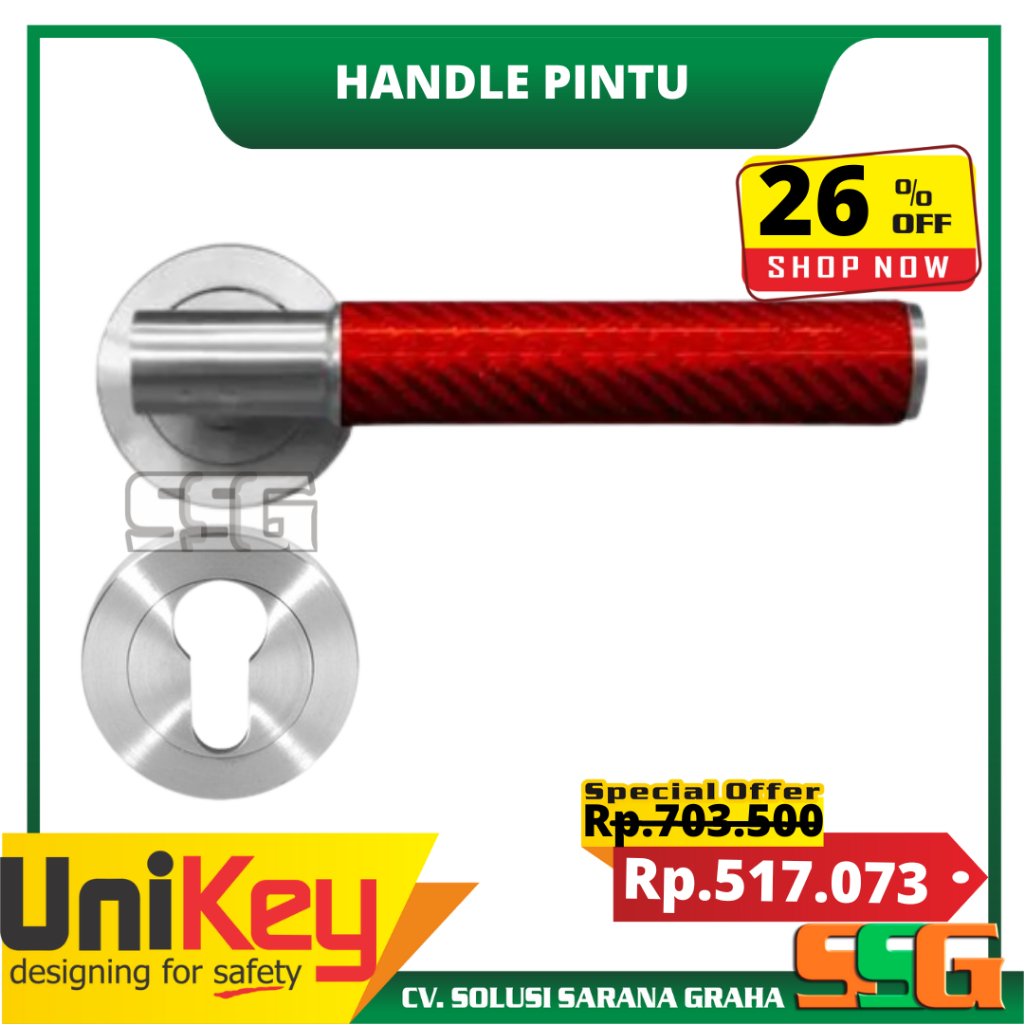 Jual Handle Pintu UNIKEY UK 016.55P RED 304 Gagang Pintu | Shopee Indonesia