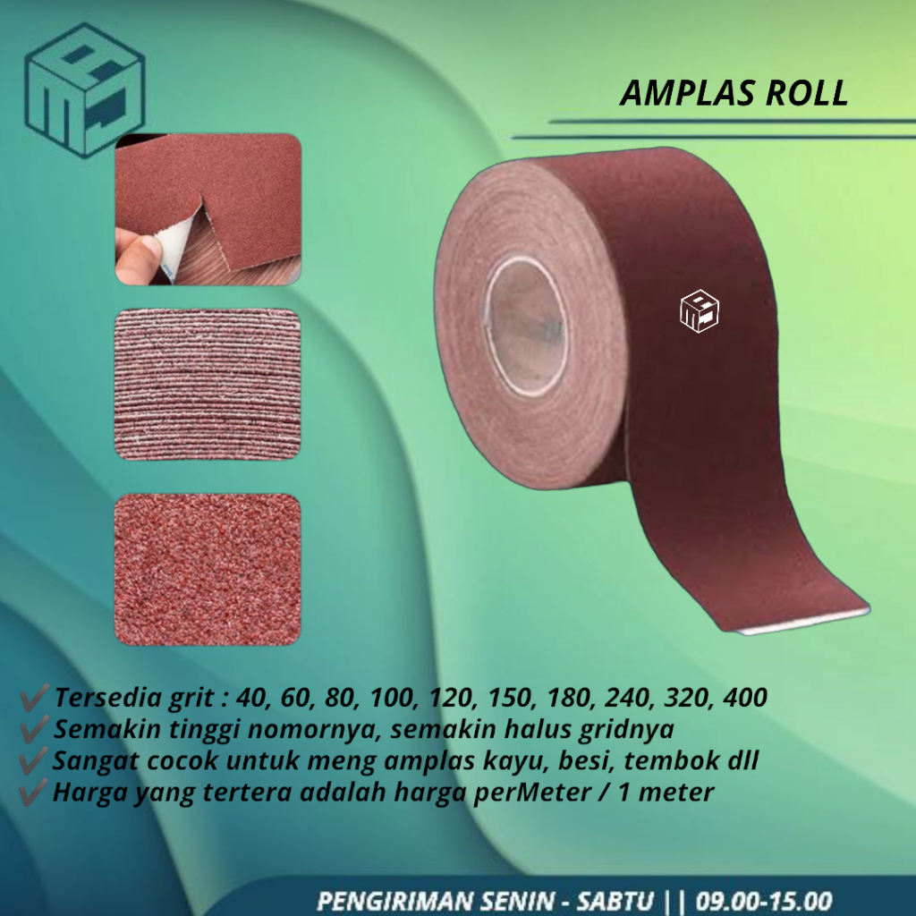 Jual Amplas Rol Ampelas Roll Kayu Tembok Harga Permeter Grit 40.60.80 ...
