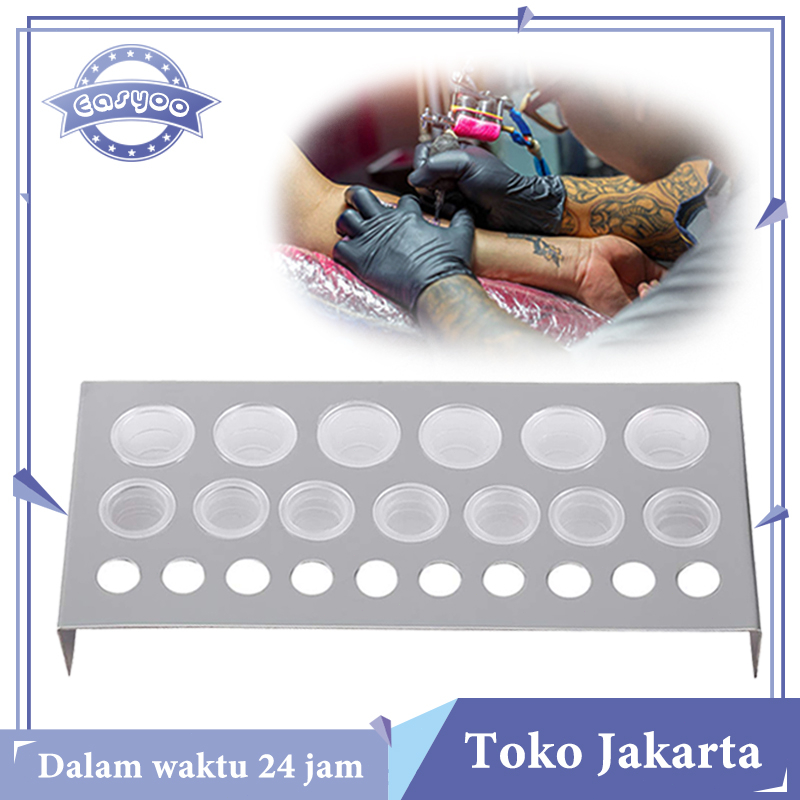 Jual 23 Lubang Tattoo Ink Cup Holder Stainless Tempat Cup Tinta Ink ...