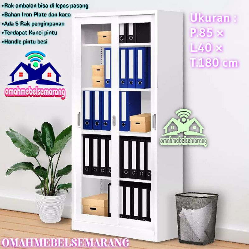 Jual Lemari File Arsip Besi 2 pintu Sliding kaca STSL4 Filing Cabinet ...