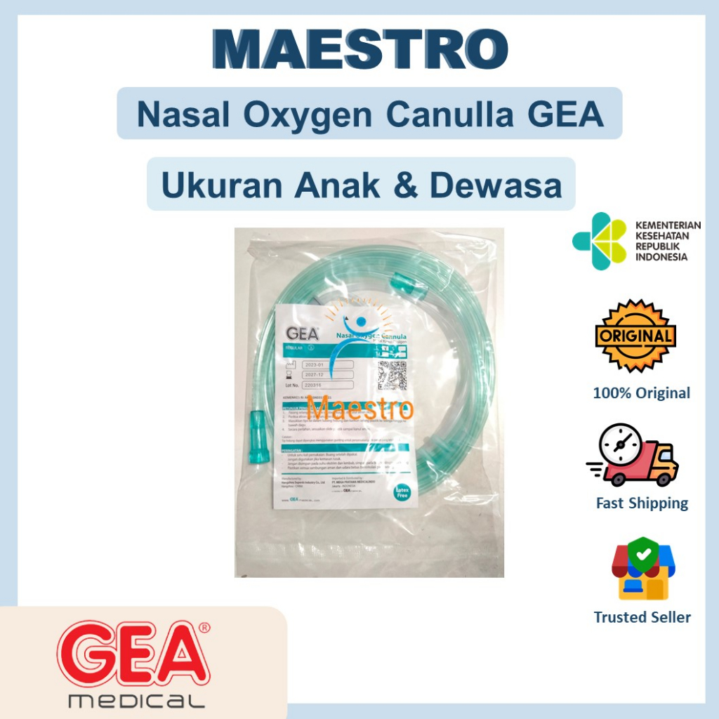 Jual Nasal Oxygen Cannula GEA Selang Oksigen Kanul Anak Dewasa Canula ...