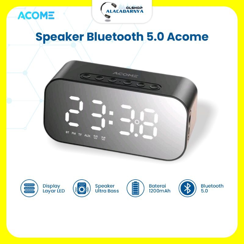 Jual SPEAKER JAM DIGITAL MULTIFUNGSI BLUETOOTH MUSIK ALARM RADIO FM THERMOMETER ACOME A5 ...
