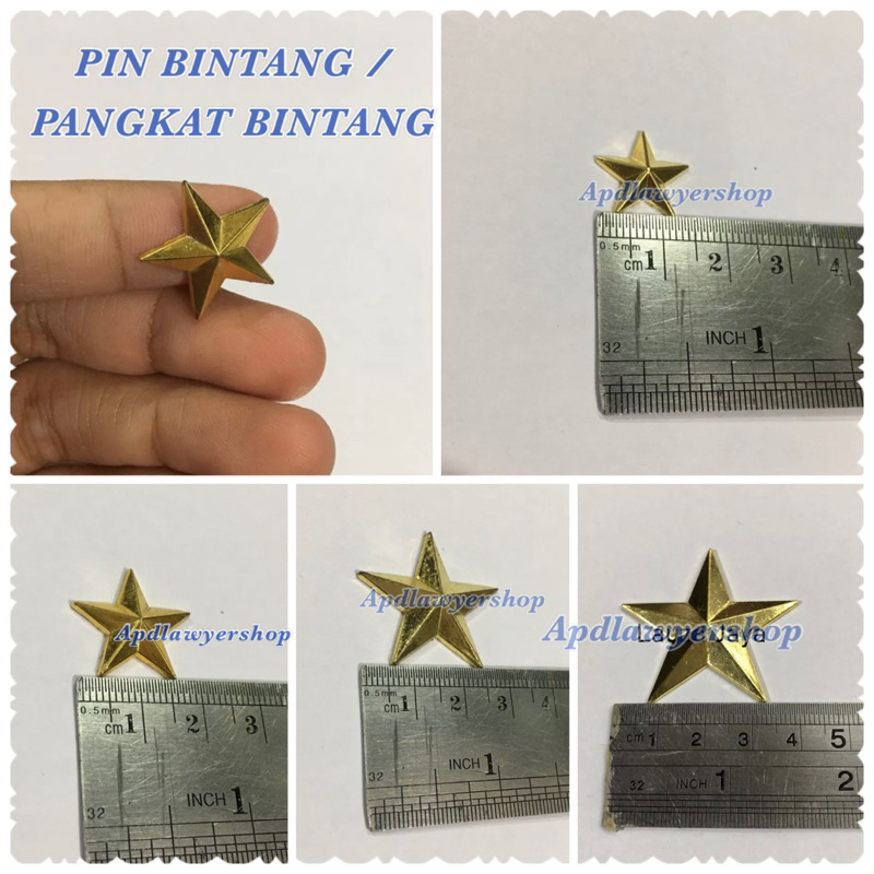 Jual Pin Bintang Pin Pangkat Bintang Gold Kuningan Tebal Polos Macam ...