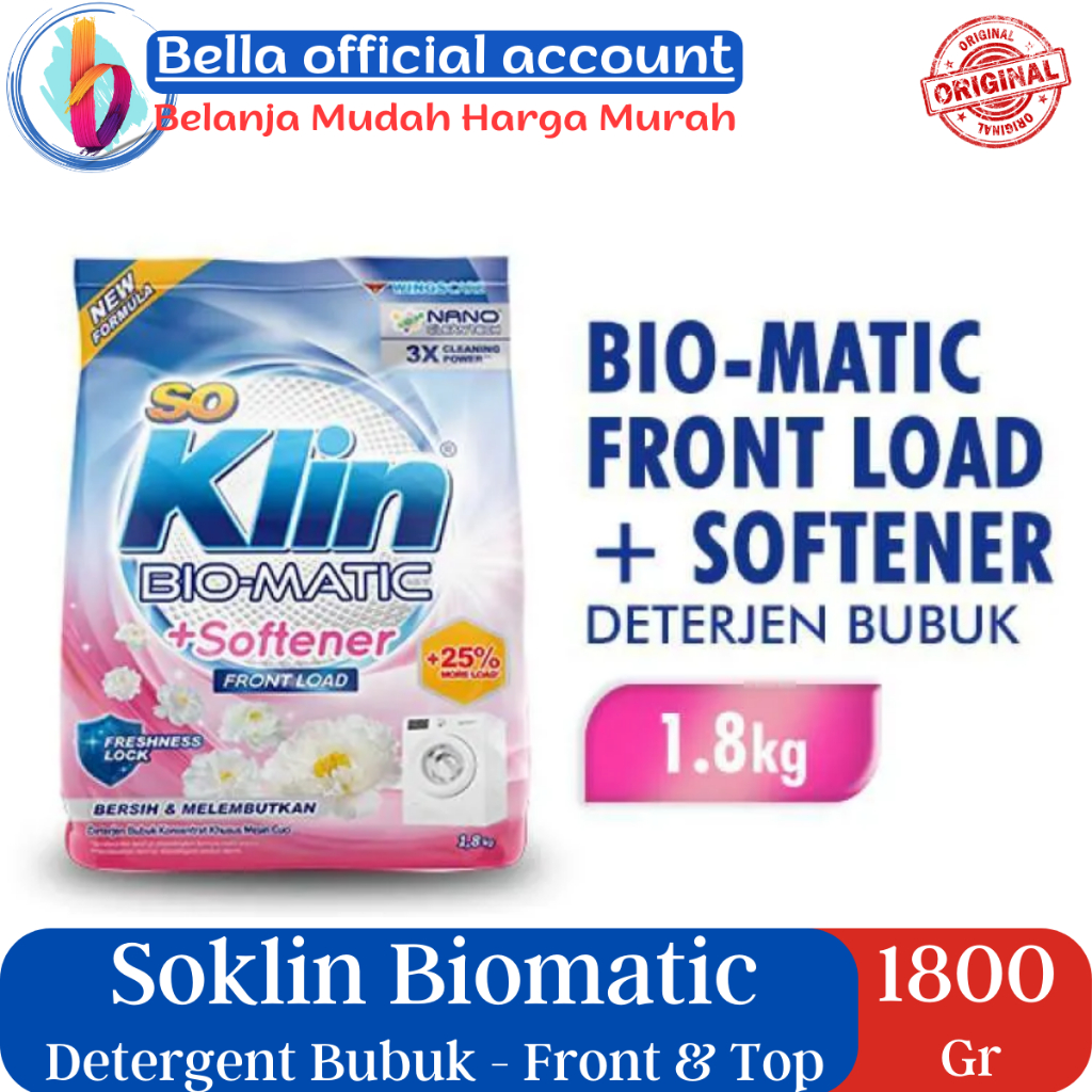 Jual So Klin Bio-Matic Detergent Powder + Softener Front Load and top ...