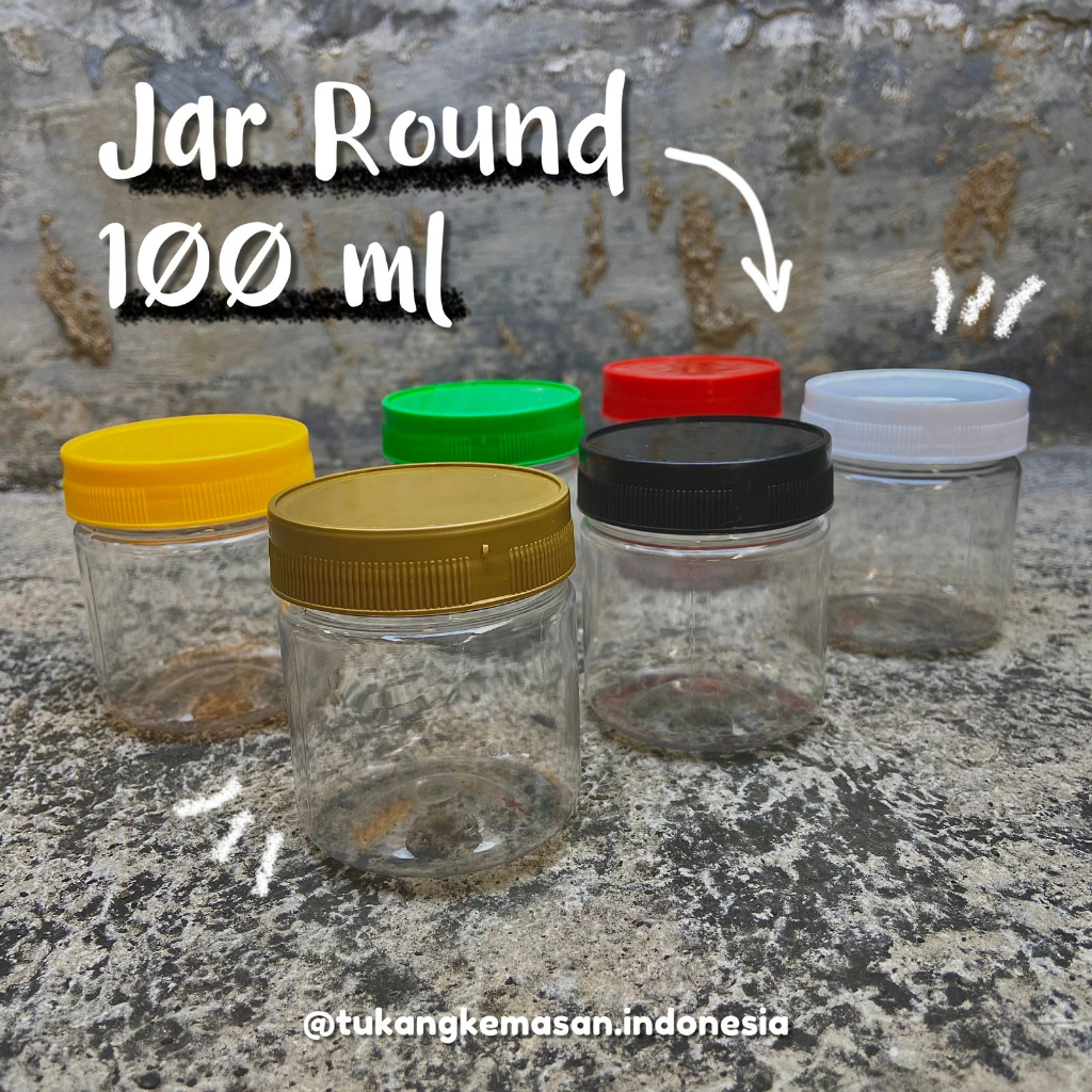 Jual (isi 16 pcs) Jar Round 100 ml / Toples Bulat Kecil / Toples Sambal ...