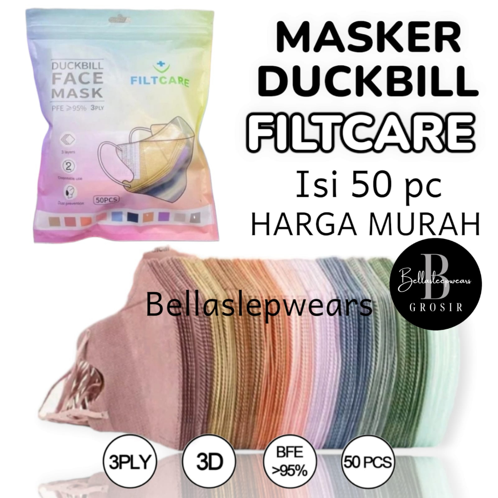 Jual BELLA MASKER DUCKBILL FILTCARE DB EMBOS MIX RAINBOW - MASKER ...