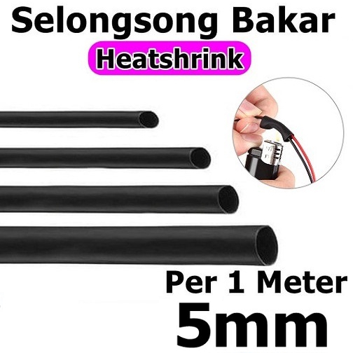 Jual 1 meter Selang Bakar Kabel Tube 5mm Isolasi Tahan Panas Pelindung Pelapis Kabel Heatshrink ...
