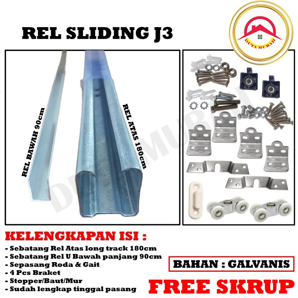 Jual REL PINTU SLIDING/GESER GALVANIS/BESI TEBAL PANJANG 1.8 METER J3 ...