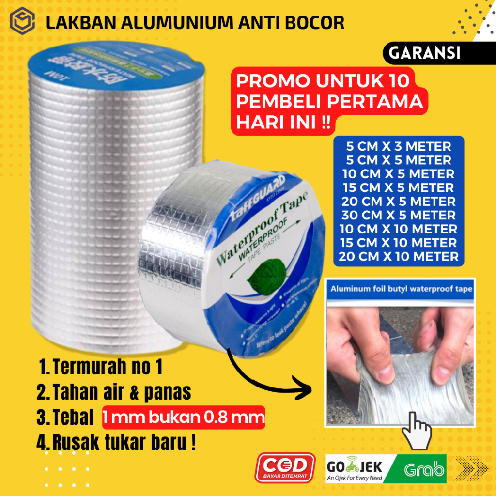 Jual LAKBAN ANTI BOCOR WATERPROOF ANTI AIR ALUMINIUM FOIL SUPER KUAT 10CM X 5M LEM PEREKAT ANTI ...