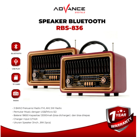 Jual Moreandshopp - Advance speaker bluetooth RBS-836 Model Radio Tua Clasic Dengan Led tuning ...