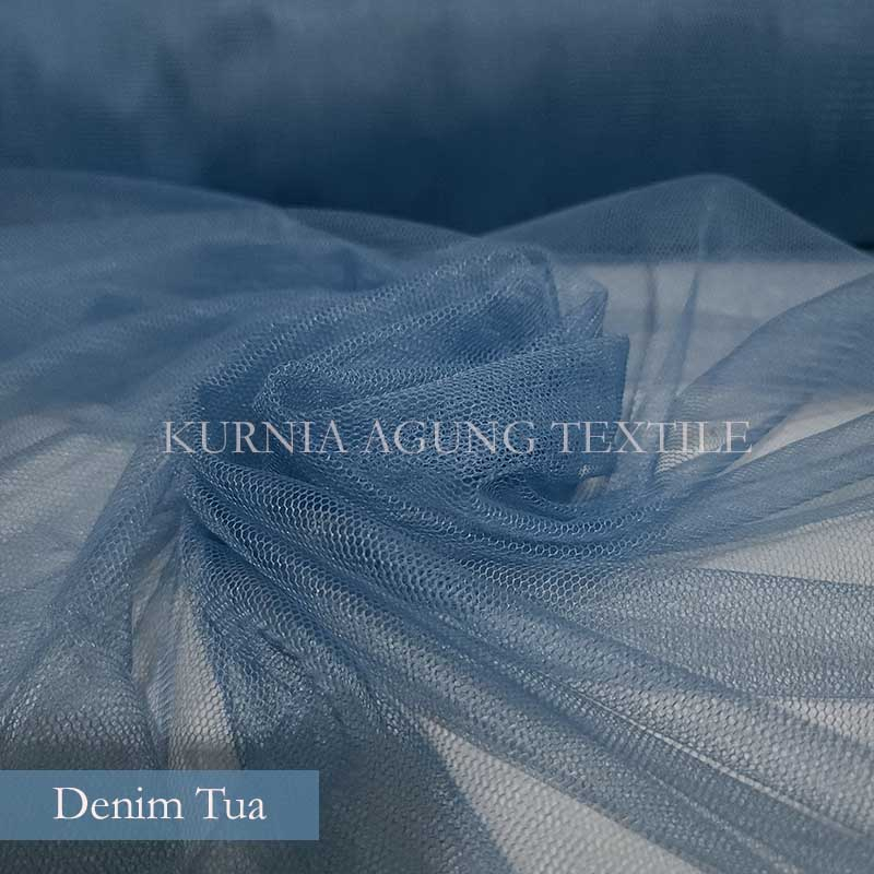 Jual Kain Tile Soft Tile Tulle Polos Warna DENIM Biru Bahan Gaun Gamis ...