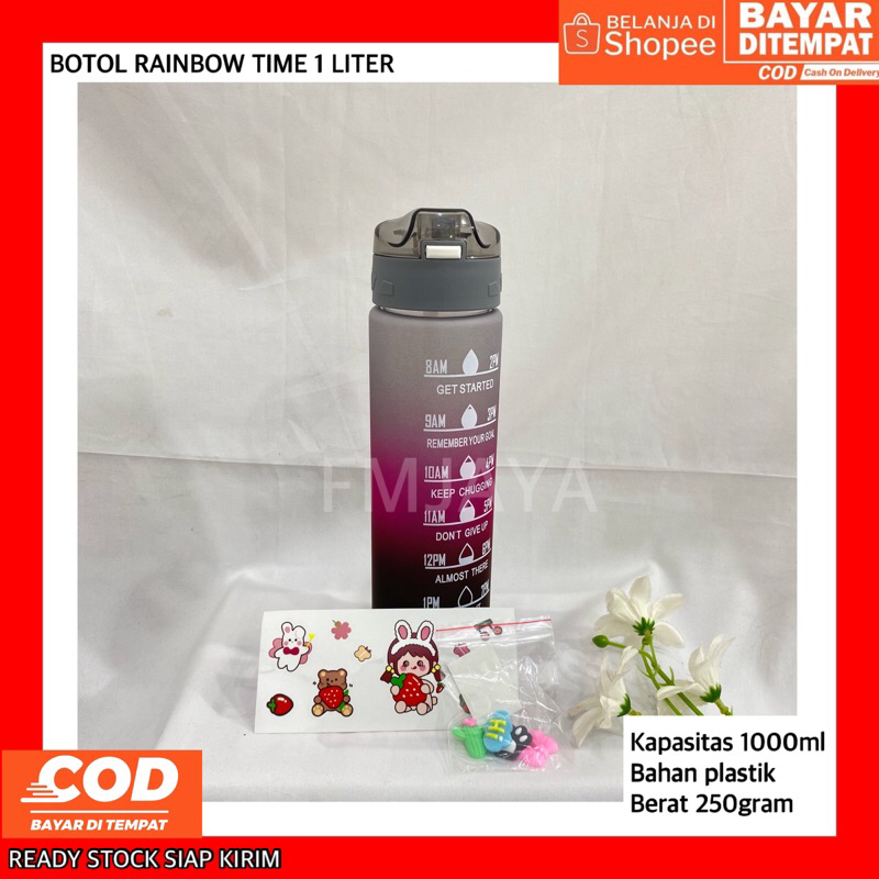Jual BOTOL RAINBOW TIME 1 LITER || BOTOL MINUM RAINBOW 1000 ML || BOTOL ...