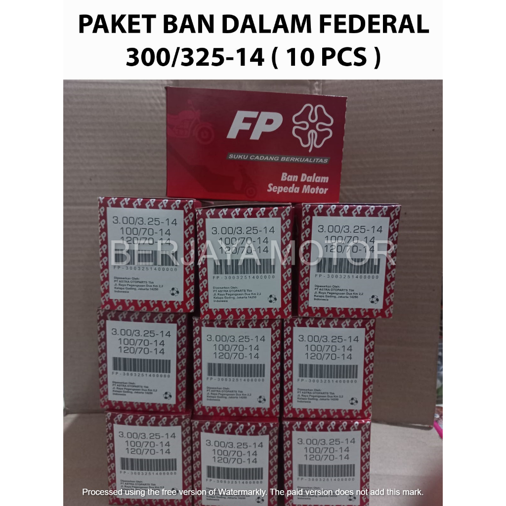 Jual PAKET ISI 10 PCS BAN DALAM FEDERAL RING 14 300/325-14 MOTOR MATIC ...